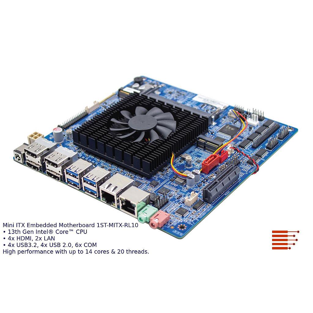 Mini-ITX Motherboard 1ST-MITX-RL10, 4x HDMI | 1ST-embedded